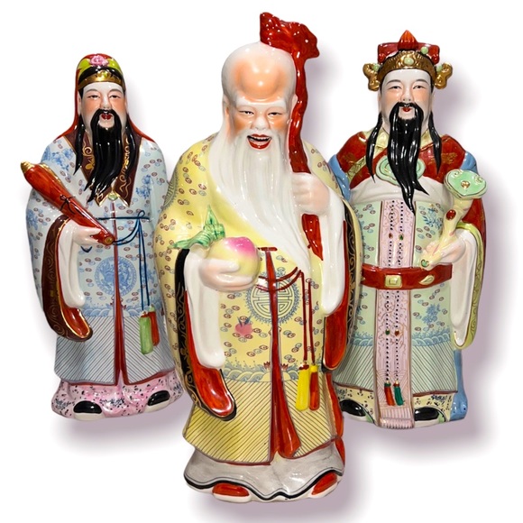 Accents | 3 Large 18 Chinese Sanxing Star God Statues Fu Lu Shou | Poshmark